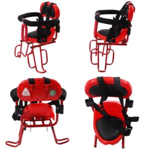 Futchoy Child Bike Seat, Rear Mounted Child Bike Seats, Back Mount Kids Seat with Non-Slip Armrests/Pedals Padde/Seat Belt/U-shaped Guardrail, Hold Up to 88lbs, Suitable for Children Aged 1-3 (Red)