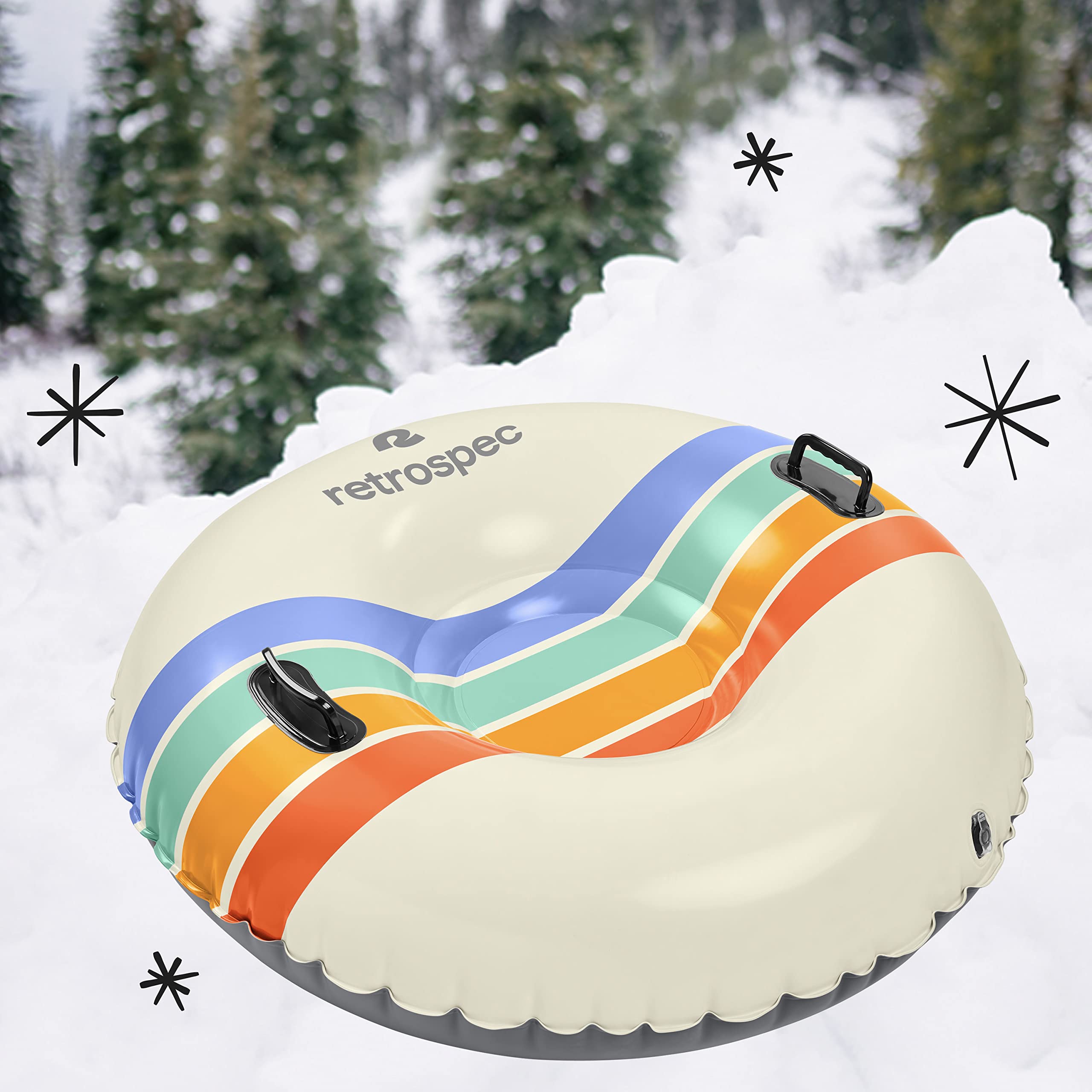 Retrospec Snowslide 42” Inflatable Snow Tube with Puncture Resistant PVC, 2 Grab Handles and Repair Kit | Winter Snow Sports, Sledding and Snow Tubing