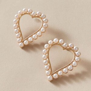 BUAJIUBUA Heart Earrings Beaded Heart Earrings for Women Cute Earrings