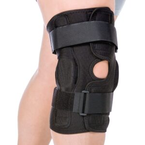 braceability torn meniscus rom knee brace - hinged post surgery support with flexion extension control for hyperextension and locking treatment, ligament pcl or acl tears, osteoarthritis relief (s)