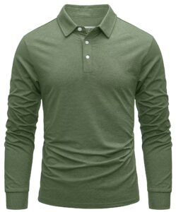 magcomsen long sleeve polo shirt golf shirts for men shirt for men spring shirts pique polo shirt outdoor shirts for men athletic casual shirts army green