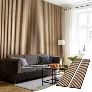 wvh slatpanel acoustic wood wall panels (2 x 94.49” x 12.6”, slatted oak veneer)