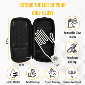 Steez Golf Accessory Case - Golf Bag Organizer. Airtight, Water-Resistant, Protective Hard Case for Phone, Tees, Ball Markers, Repair Tools, and Golf Essentials. Removable Golf Glove Hanger/Dryer