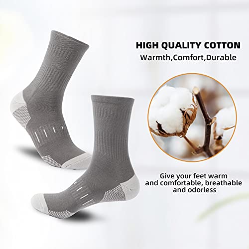 BUDERMMY Men's Cotton Moisture Wicking Heavy Cushion Crew Work Socks,6-12, 6Pairs (US, Numeric, 6, 9, Regular, Tall, black 1)