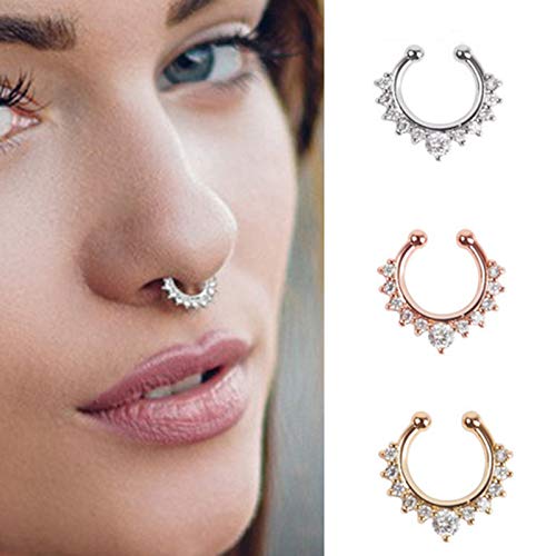 DANSOAN Fake Nose Ring for Women Teenager Stainless Steel Nose Cuffs Septum Nose Ring Piercings on Non-Pierced Nose Ring for Women Men