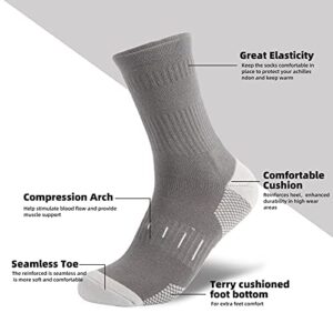 BUDERMMY Men's Cotton Moisture Wicking Heavy Cushion Crew Work Socks,6-12, 6Pairs (US, Numeric, 6, 9, Regular, Tall, black 1)