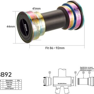 BB92 BB90 BB86 Press Fit Bottom Brackets for Shimano Road Mountain Bike Parts 24mm Crankset BB GXP 22mm Chainset (Colorful)