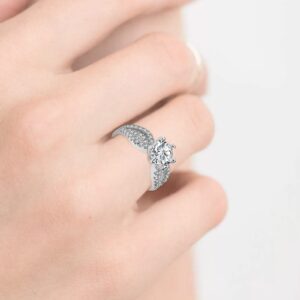 Luxury Diamond Silver Ring Bride Ring Engagement Wedding Ring Prong Setting Zircon Rings Jewelry for Your Princess