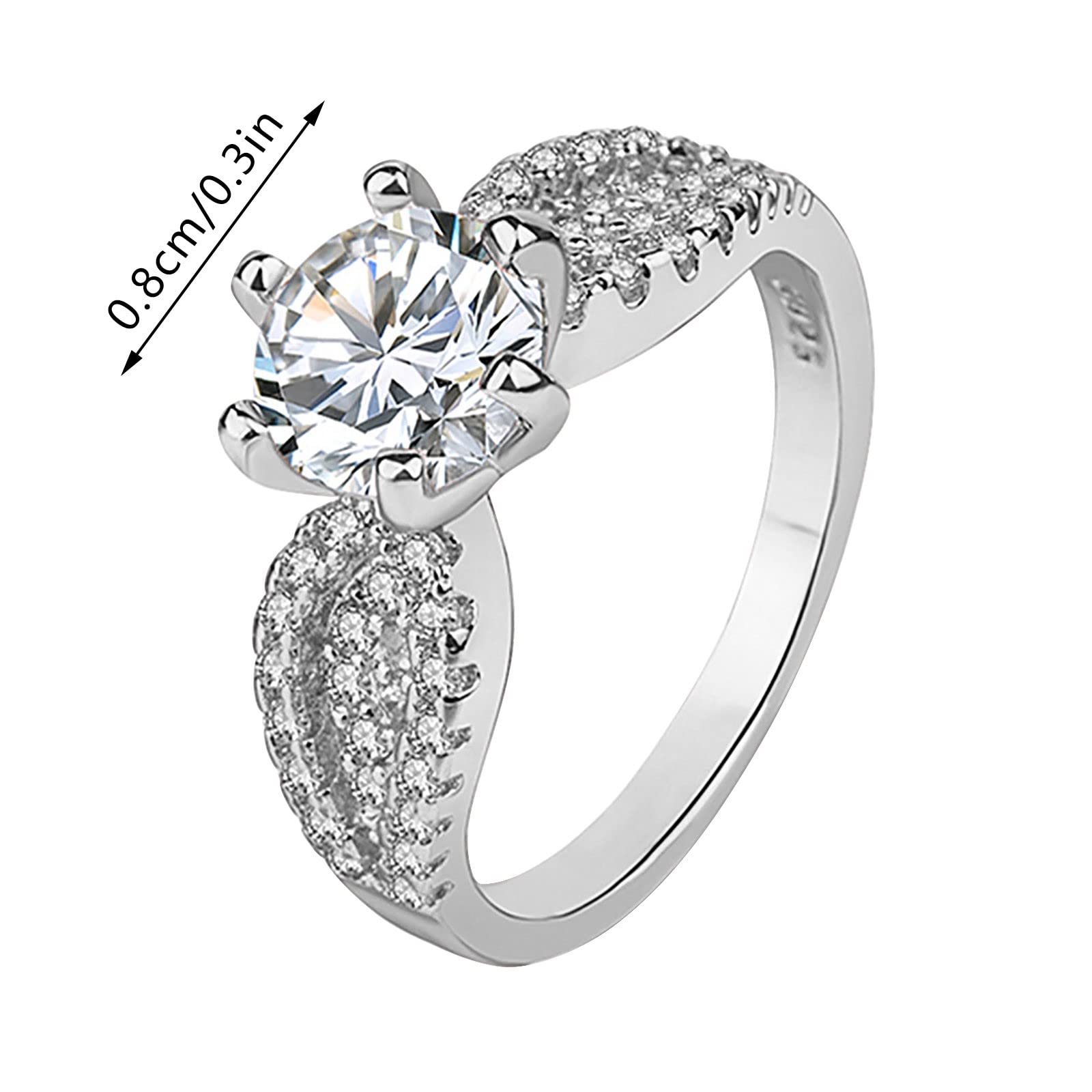 Luxury Diamond Silver Ring Bride Ring Engagement Wedding Ring Prong Setting Zircon Rings Jewelry for Your Princess