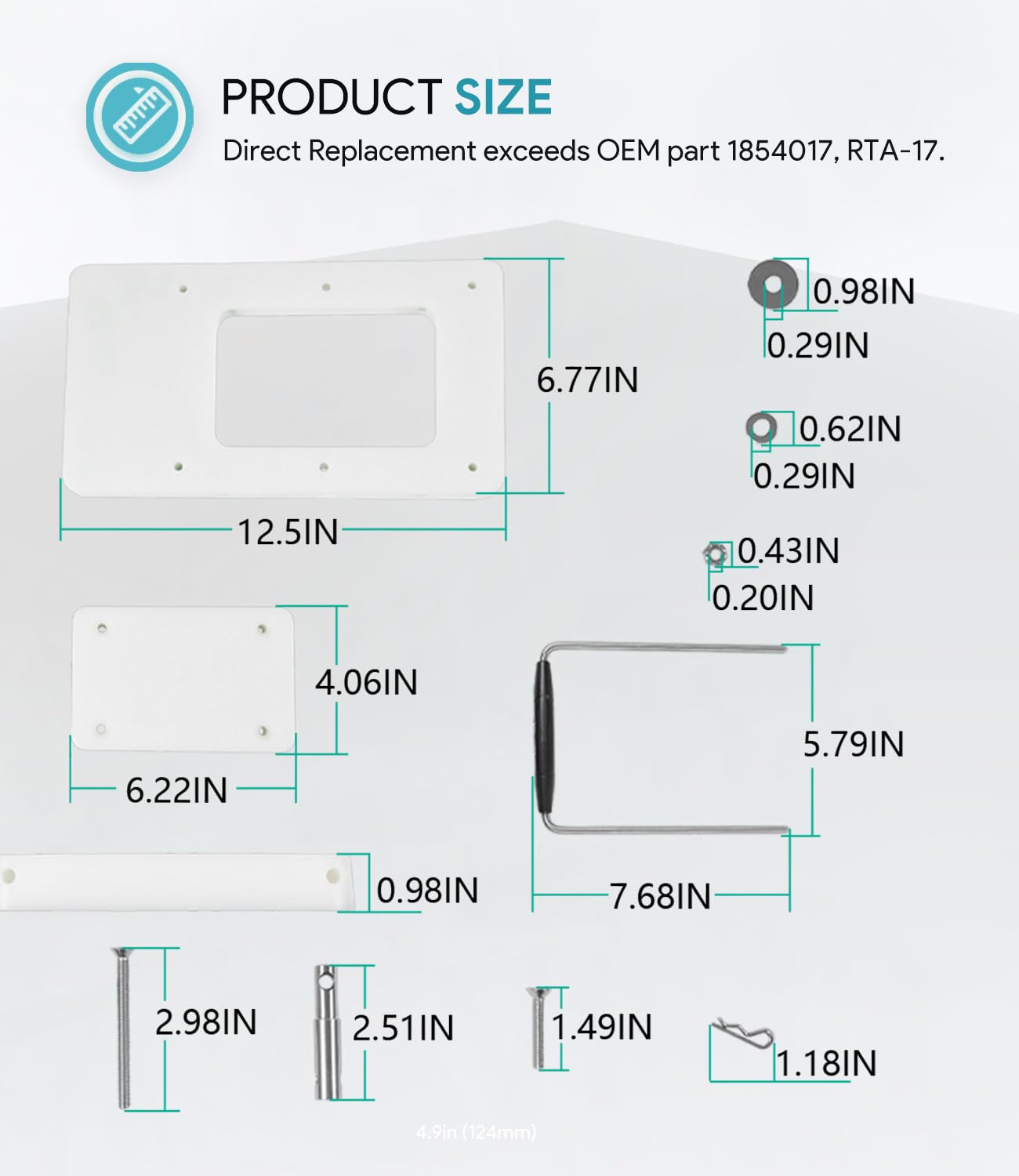 For Minn Kota 1854017 Quick Release Bracket RTA-17 For Terrova, Ulterra, PowerDrive, Deckhand 40, Riptide ST SP Trolling Motor, Composite Electric Steer Trolling Motor Bracket Motor Mount Plate, White