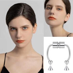 DANSOAN Fake Nose Ring for Women Teenager Stainless Steel Nose Cuffs Septum Nose Ring Piercings on Non-Pierced Nose Ring for Women Men