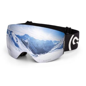 copozz magnetic snowboard goggles otg - adult ski glasses snow goggle, frameless, interchangeable lens, 100% uv protection