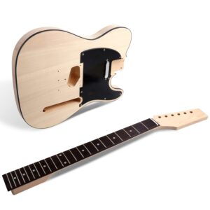 Sunsmile DIY Electric Guitar Kit Tele Style Guitar Kits Beginner Kits with Basswood Body Hard Maple Neck Chrome Hardware Right Handed Build Your Own Guitar.