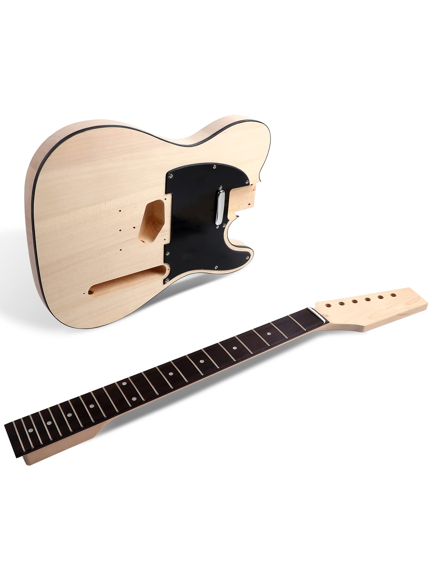 Sunsmile DIY Electric Guitar Kit Tele Style Guitar Kits Beginner Kits with Basswood Body Hard Maple Neck Chrome Hardware Right Handed Build Your Own Guitar.