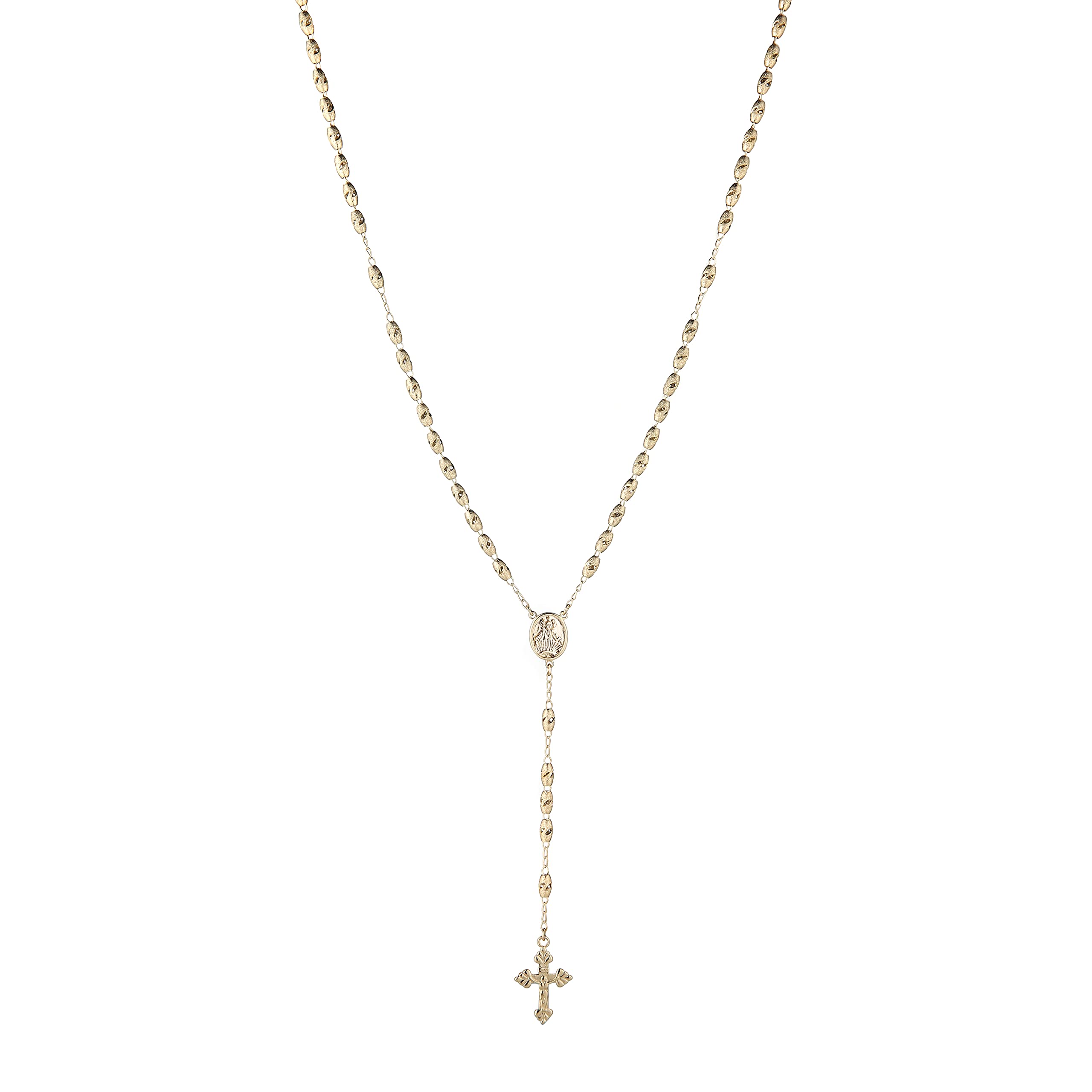 HZMAN Dainty Rosary necklace for Women Long Gold Plated Brass Lariat Y Cross necklace Jewelry Gift