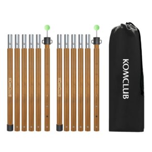 komclub tent poles adjustable lightweight camping tarp poles 82.68" aluminum alloy telescoping solar sail poles for awning canopy tent tarp hiking light weight and easy to carry (wood grain color)