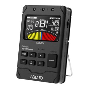 lekato metronome tuner, rechargeable 3 in 1 digital metronome with tap tempo, woman vocal counts, tuner tone generator for guitar bass violin ukulele chromatic for all instruments