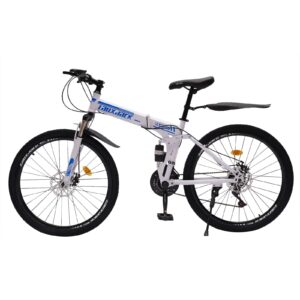 leblett 26 inch folding mountain bike, 21-speed thickened high carbon steel foldable bicycle,good damping effect,dual disc brake,weight-bearing 264.55lbs for adults/men/women