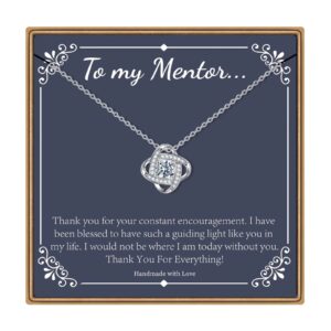 ieftop mentor gifts mentor necklace, 14k white gold plated love knot pendant necklace colleagues coworker leaving gifts coworker going away gifts for women best coworker gifts