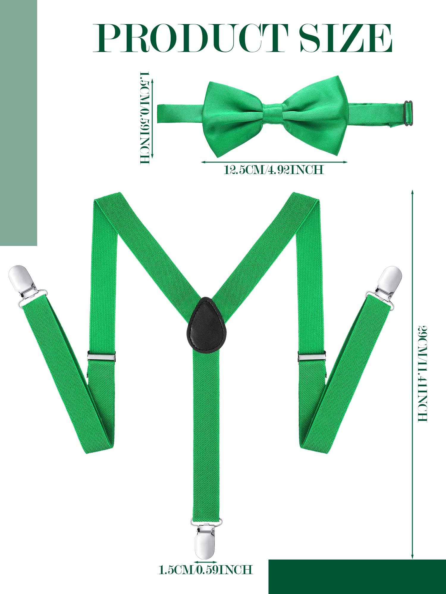 5 Pcs St Patrick' S Day Costume Accessories Set Includes Green High Socks Green Bow Headband Y Shape Suspenders Neck Tie Gree Bow Tie for Women Men St.Patrick's Day Decoration Party Supplies