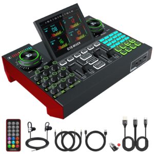 podcast equipment bundle usb audio interface with mixer, multi-channel sound board voice changer, studio all-in-one xlr dj mixer for phone pc tik tok content creator kit live streaming recording