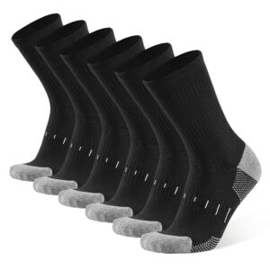 budermmy men's cotton moisture wicking heavy cushion crew work socks,6-12, 6pairs (us, numeric, 9, 12, regular, tall, black 1)