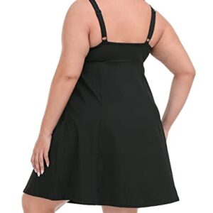 HDE Womens Plus Size Tennis Athletic Workout Dress with Built-in Shorts & Bra Black - 20