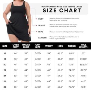 HDE Womens Plus Size Tennis Athletic Workout Dress with Built-in Shorts & Bra Black - 20