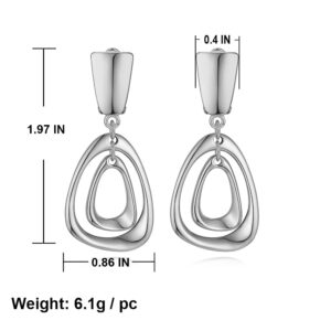 Silver Geometry Drop Clip On Earrings for Women Clip Earrings Fashion Earrings