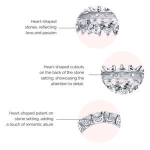 BERRICLE Sterling Silver Heart Wedding Rings Cubic Zirconia CZ Anniversary Eternity Ring for Women, Rhodium Plated Size 8