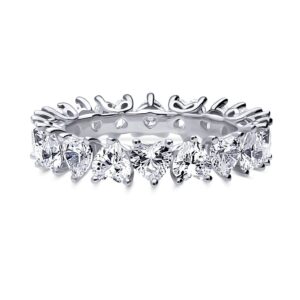 BERRICLE Sterling Silver Heart Wedding Rings Cubic Zirconia CZ Anniversary Eternity Ring for Women, Rhodium Plated Size 8