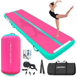 vofitny all purpose gymnastics mat 10ft sturdy inflatable tumble track with air roller for home/gym