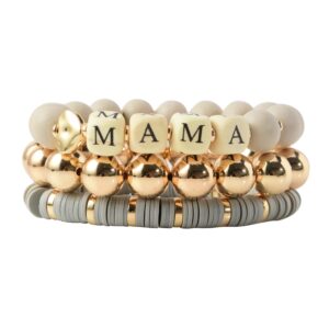 goojids mama bracelets for women stack gold layered beaded bracelet jewelry birthday gifts for mom from daughter,son, new mom gifts for mama,best mom gifts