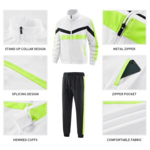 ANOTWENER Track Sweat Suits For Men Set Sweatsuits 2 Piece Sets Warm Up Tracksuit Jogging Suit Joggers Two Piece Outfits Jacket and Pants Sport Fashion Running Clothing White 248-XL