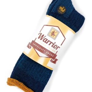 WARRIOR ALPACA SOCKS - Heavy-Duty Terry Lined Endurance Alpaca Socks (Lakeside Blue/Gold, Large)