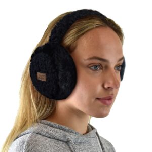 c.c soft winter warm adjustable headband ear warmer earmuffs, sherpa black