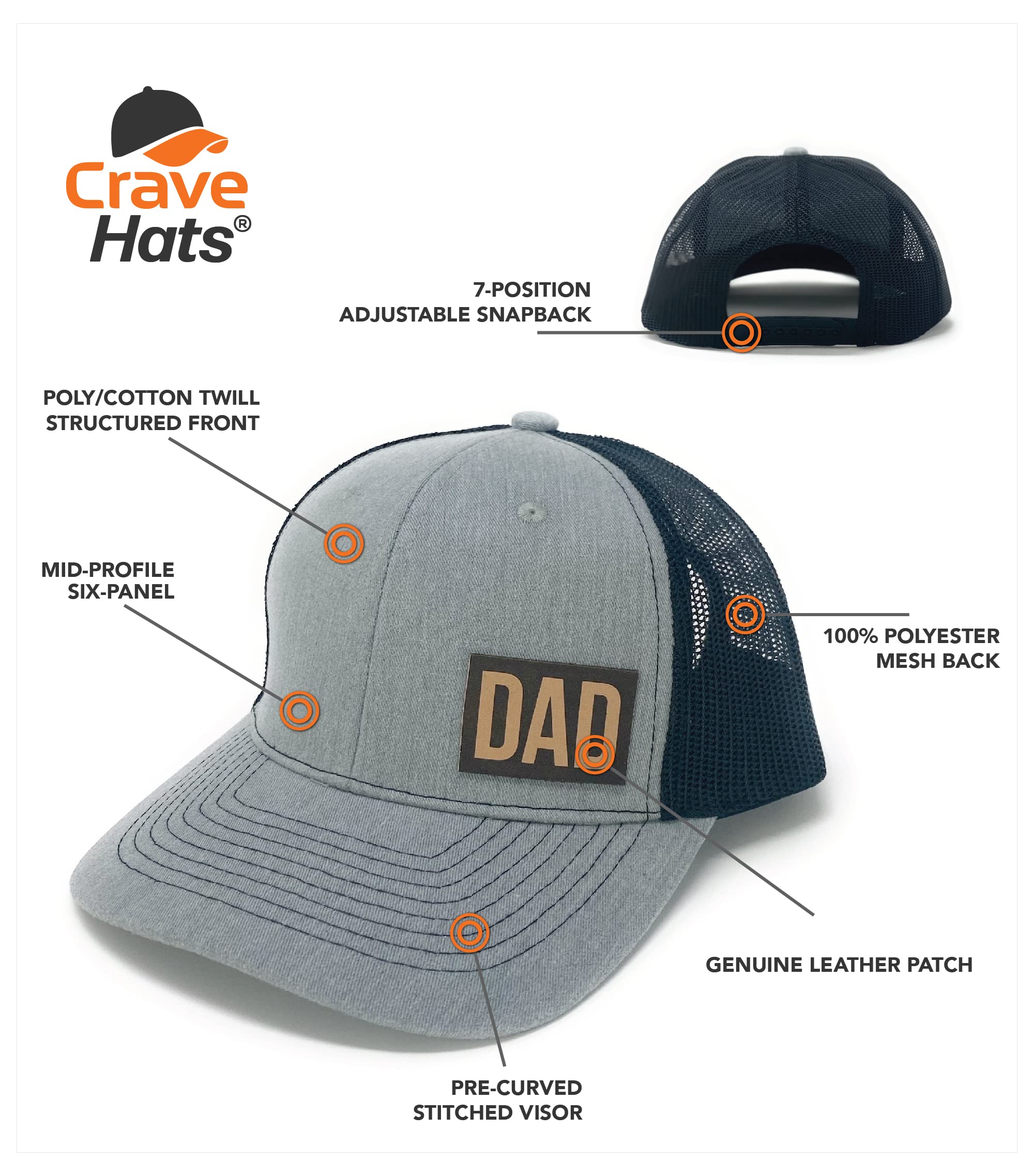 CRAVE HATS Dad Hat, Dad Trucker Hat, Dad Gifts, Dad Hat for Men, New Dad Hat (Gray/Black)