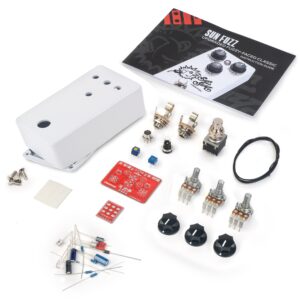 stewmac sun fuzz diy electric guitar pedal kit, with white enclosure, inspired by analogman sun face (12252-w)