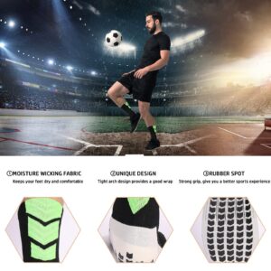 QCWQMYL Men Grip Socks Soccer Athletic Training Green Socks Gripper Soccer Socks Pilates Non-Slip Slipper Socks 1 Pairs