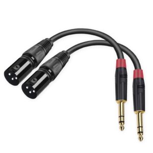 (2pack/11.8inch) xlr to 1/4 trs stereo adapter,xlr male to 1/4 inch (6.35mm) stereo balanced microphone stereo audio converter adaptercable