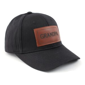 new grandpa gift，grandpa leather patch trucker hat，best gift for grandpa，baseball hat for grandpa black