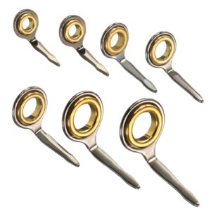 patikil 1.5-6.8mm fishing rod guide repair kit, 7 size iron eyelet replacement, golden