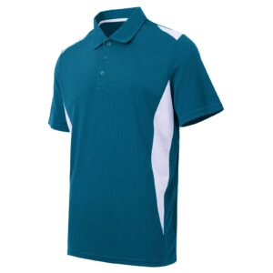 corna men's casual short sleeve quick dry performance golf polo shirts color block athletic collared tops(12177#blue-5xl)