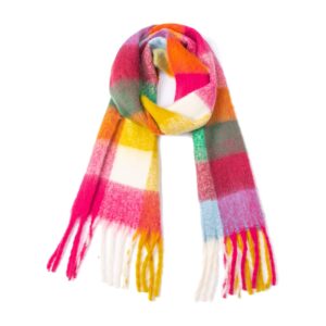 shohoku large chunky plaid scarf coloured checked oversized scarf tassel soft fall winter thick warm shawl women