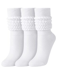 jocmic slouch socks for woman 3 pairs women scrunch socks extra long knee high slouchy socks size 6-11 wwhite