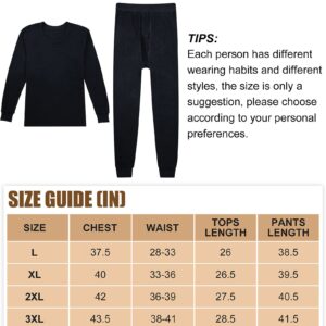 Jecery 4 Set Thermal Underwear for Men Soft Long Underwear Cotton Warm Men's Thermal Underwear Bottoms and Tops for Winter(Black Gray, Large)