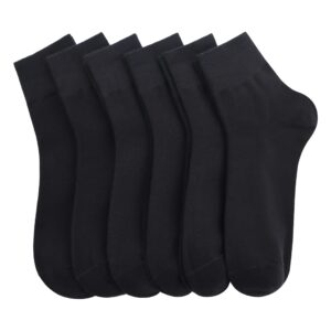 women's cotton socks, soft thin breathable moisture wicking ankle crew casual socks 6 pairs (black, us size 6-11)