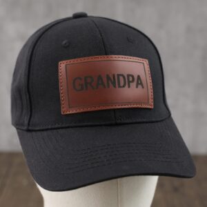 New Grandpa Gift，Grandpa Leather Patch Trucker Hat，Best Gift for Grandpa，Baseball Hat for Grandpa Black