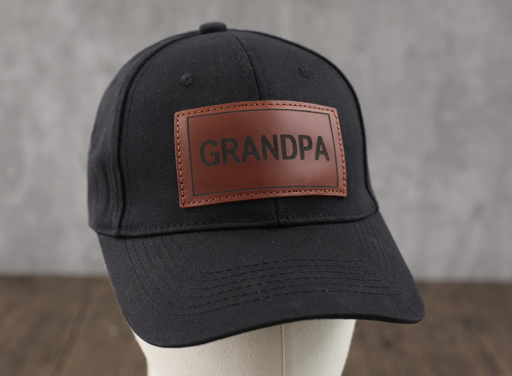 New Grandpa Gift，Grandpa Leather Patch Trucker Hat，Best Gift for Grandpa，Baseball Hat for Grandpa Black