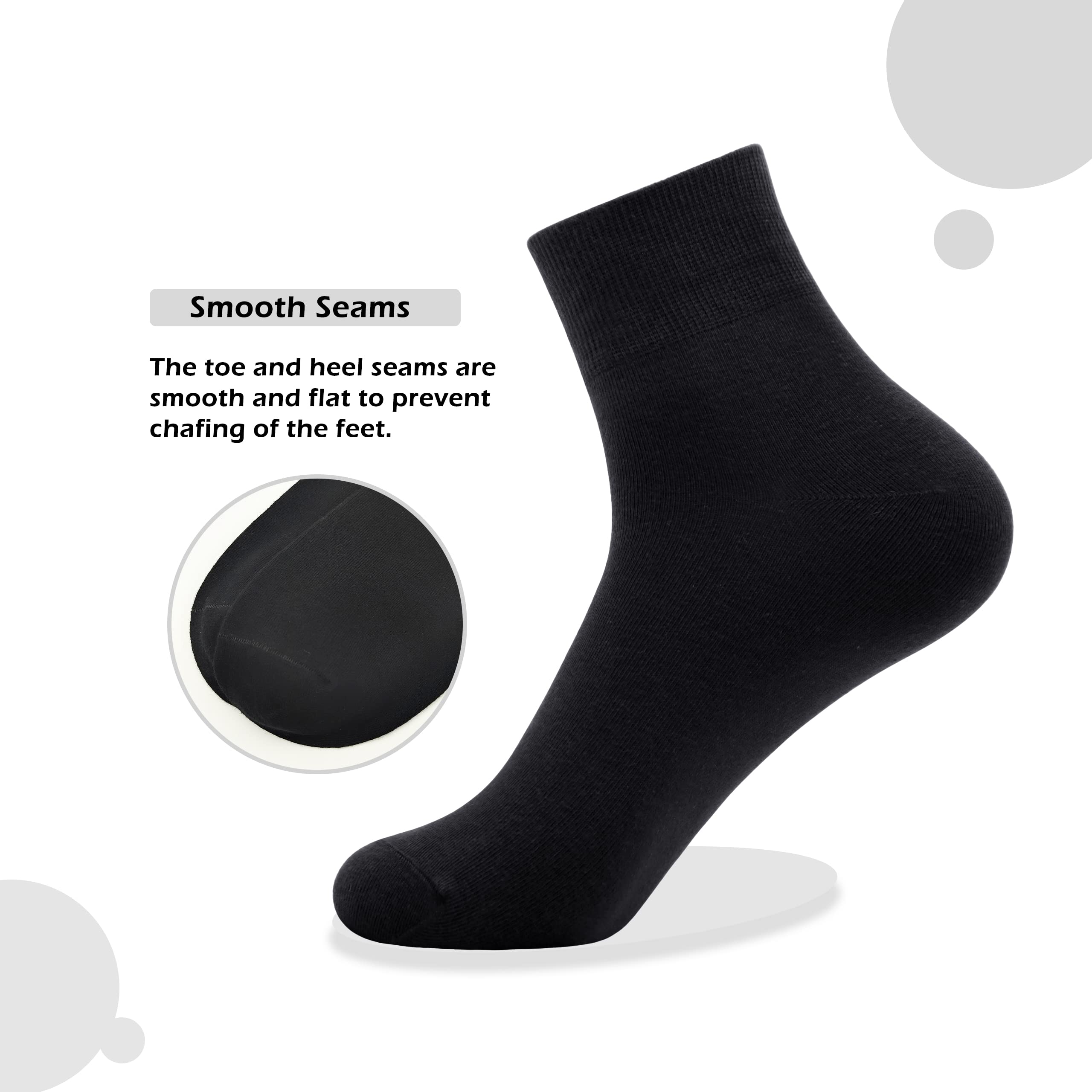 Women's Cotton Socks, Soft Thin Breathable Moisture Wicking Ankle Crew Casual Socks 6 Pairs (Black, US Size 6-11)